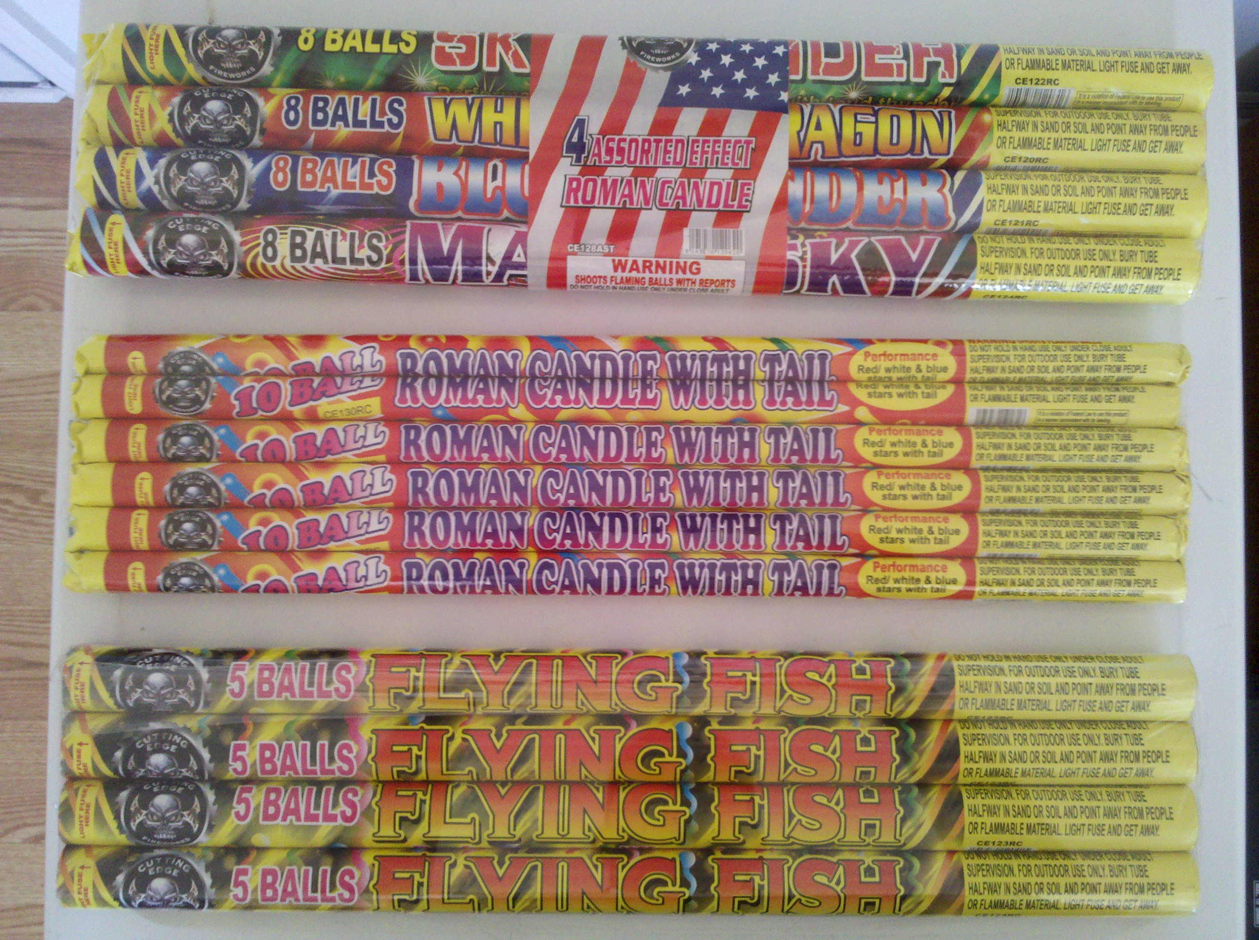 Flying Fish, Assorted 4 Pack, and Red, White, & Blue Candles - Superior ...