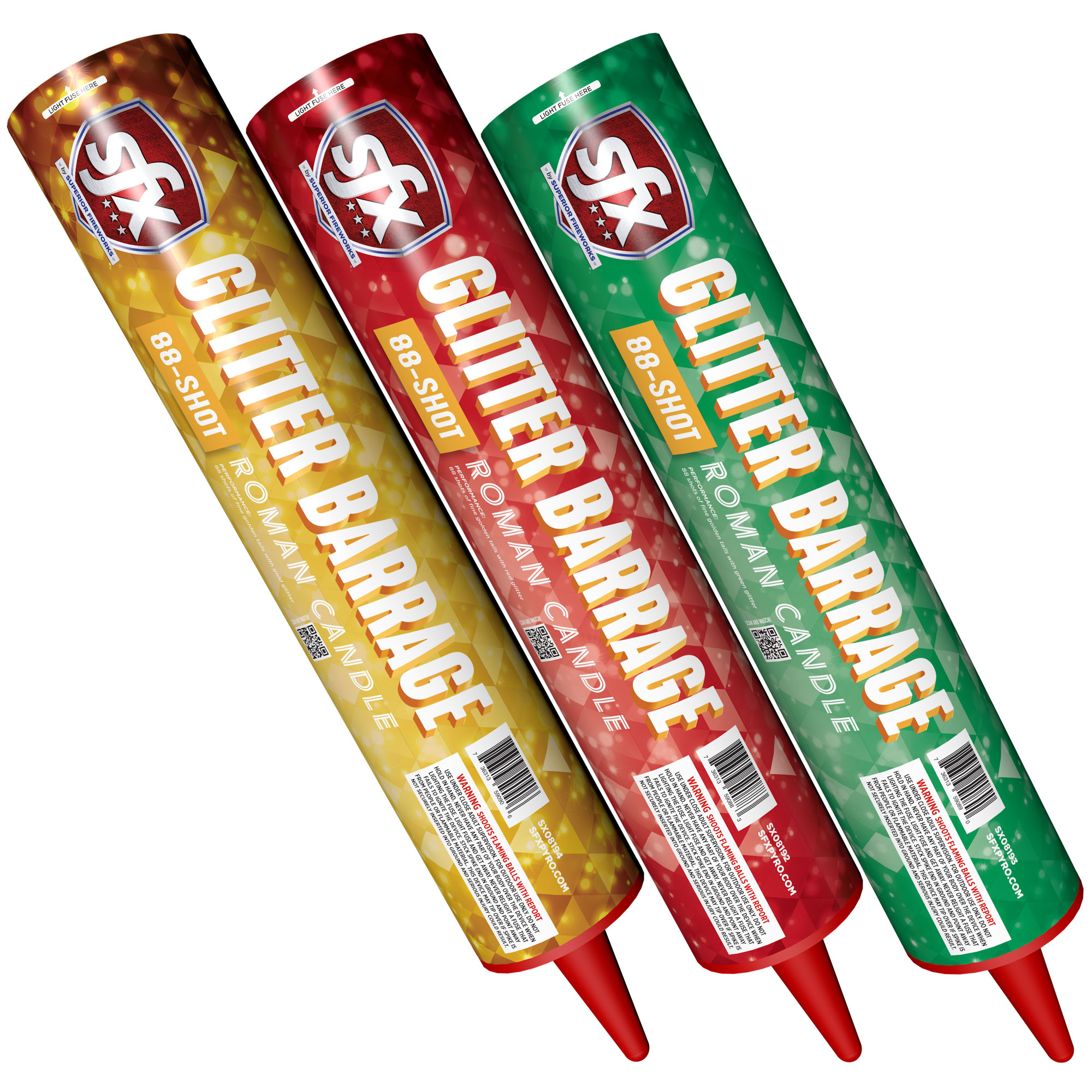 88-Shot Glitter Barrage Candle: Superior Fireworks Retail