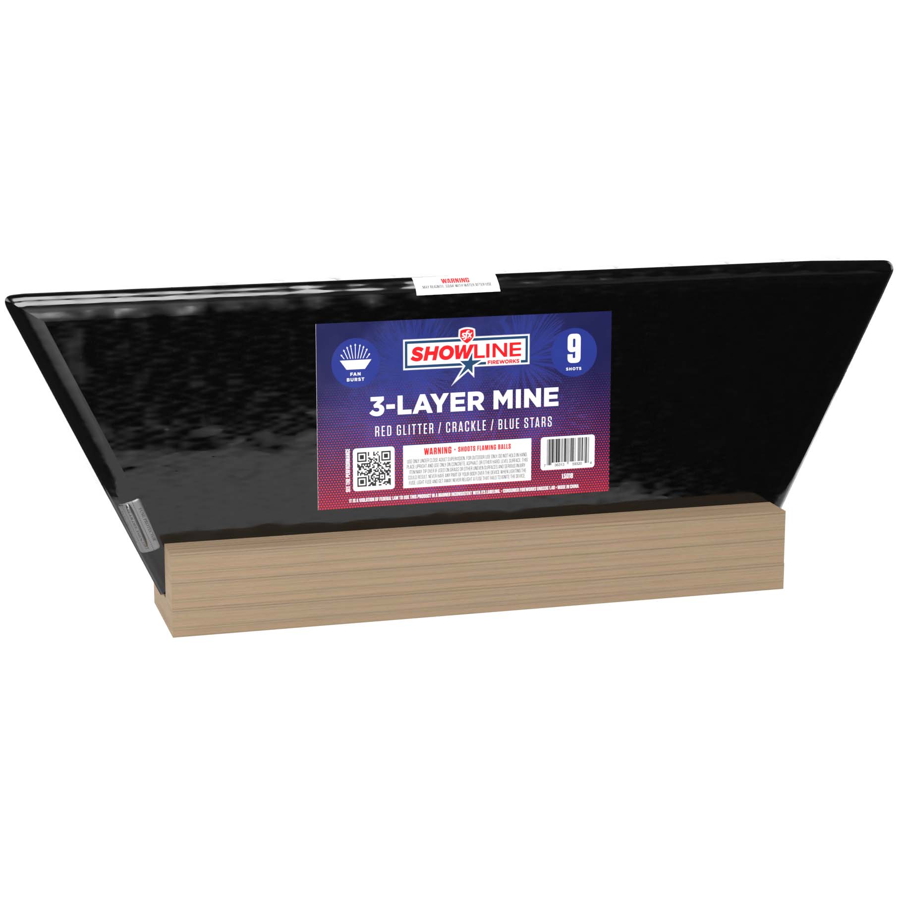 3-Layer Mine: Red Glitter/Crackle/Blue Stars: Superior Fireworks Wholesale