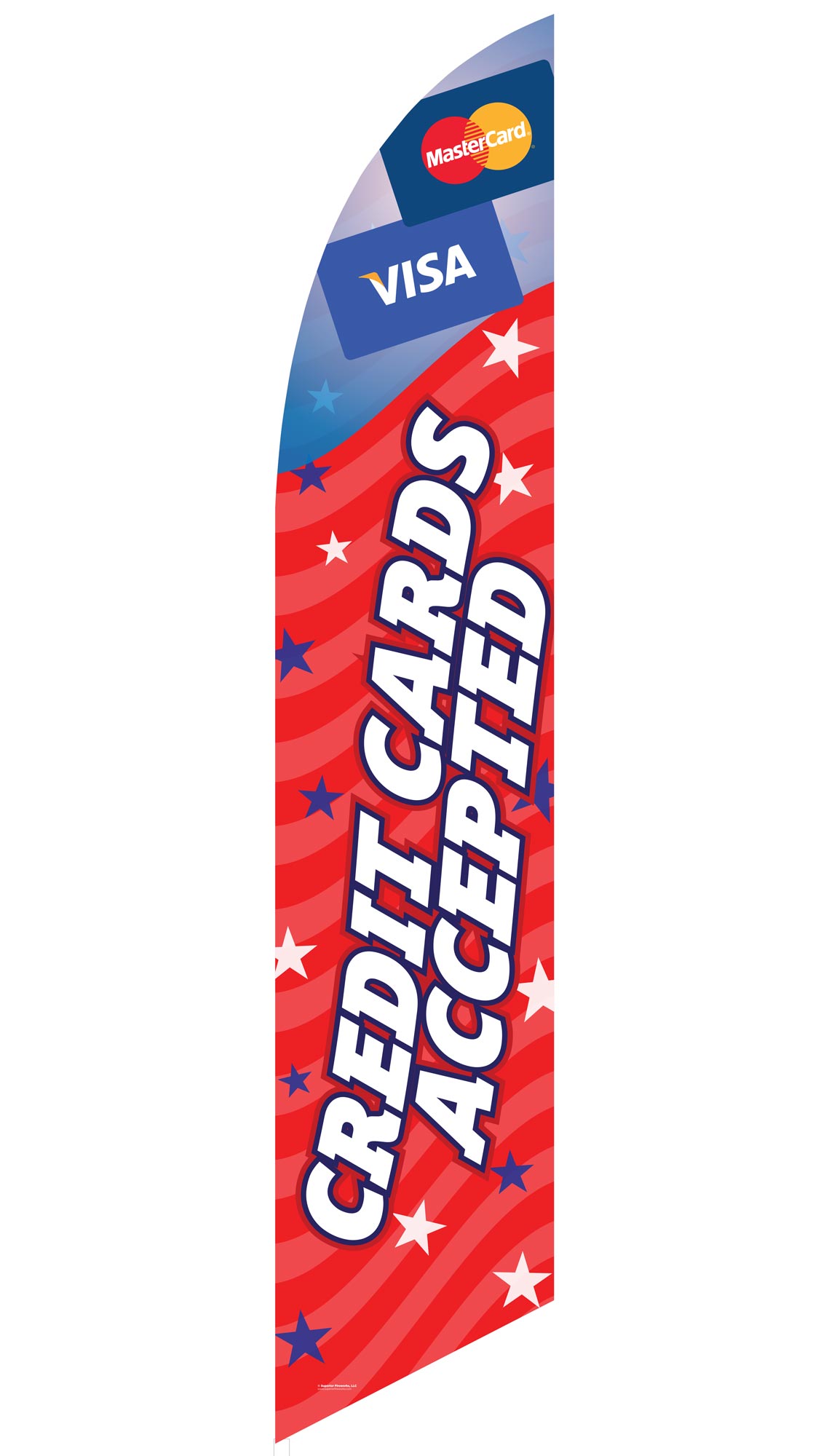 "Credit Cards Accepted" Feather Flag (Red): Superior Fireworks Wholesale
